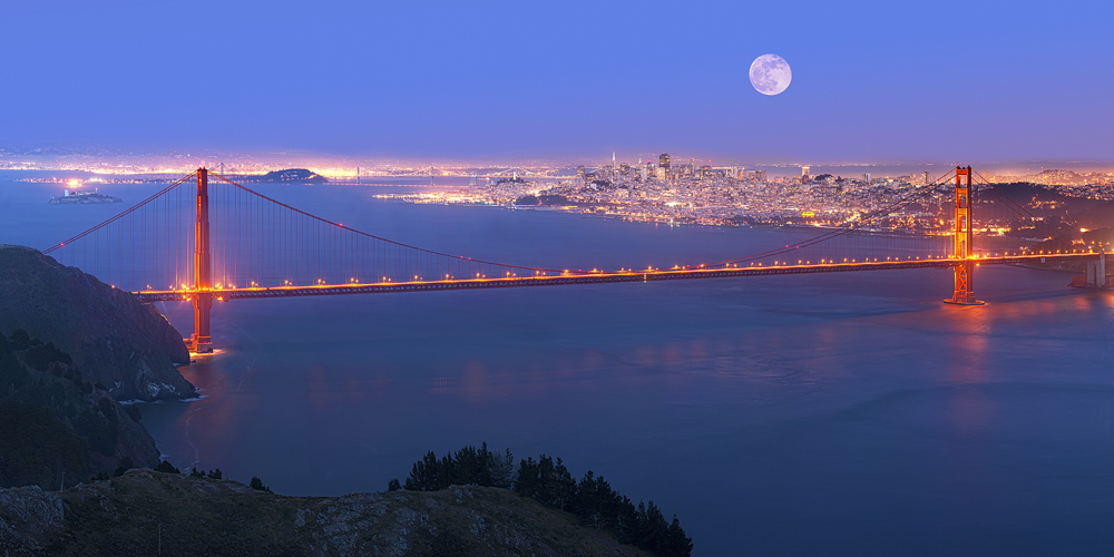 San Francisco Golden Gate Super Moonrise, Limited Edition Fine Art ...